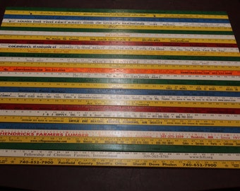 10 Square Yardstick Wood Wooden Ruler Lot Advertising Sign Color Art ...