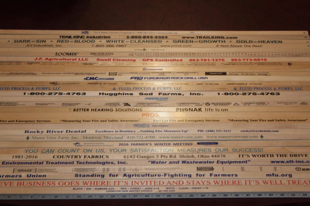 30 Square Yardstick Wood Wooden Ruler Lot Advertising Sign Color Art ...