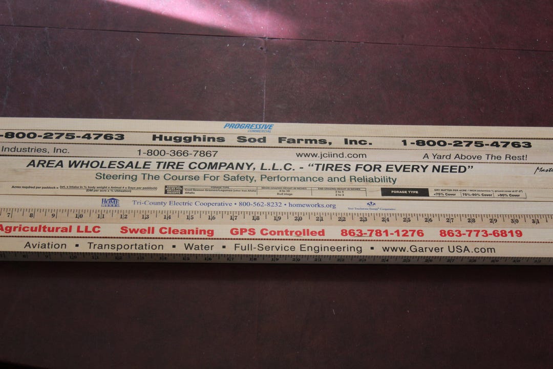 10 Square Yardstick Wood Wooden Ruler Lot Advertising Sign Color Art ...