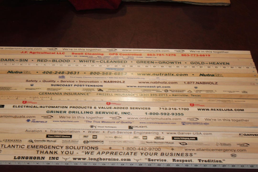 25 Square Yardstick Wood Wooden Ruler Lot Advertising Sign Color Art ...