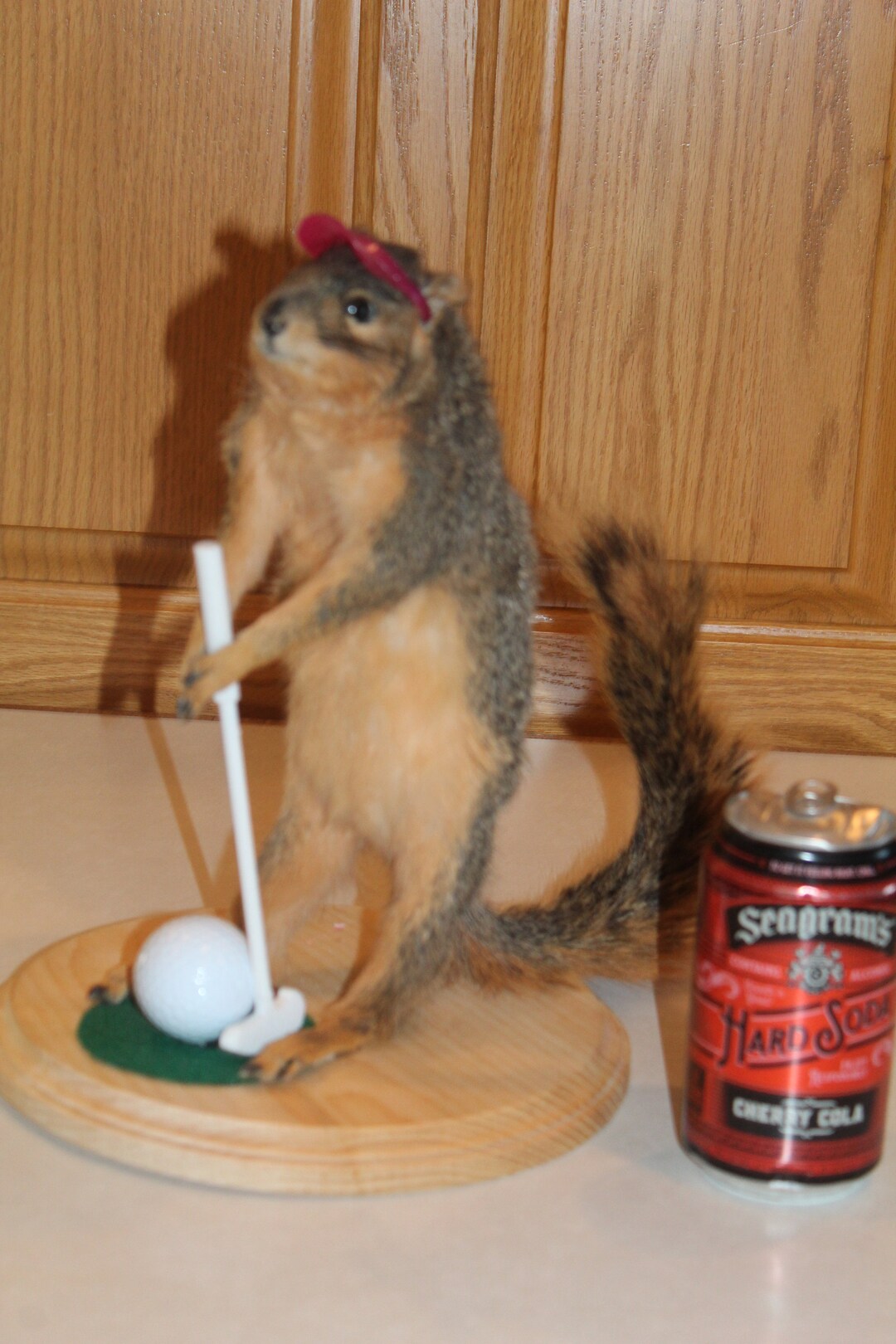 Taxidermy Squirrel Golf Ball Club Mount Novelty Whitetail Deer Log ...