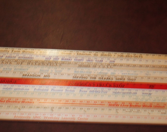 10 Square Yardstick Wood Wooden Ruler Lot Advertising Sign Color Art ...