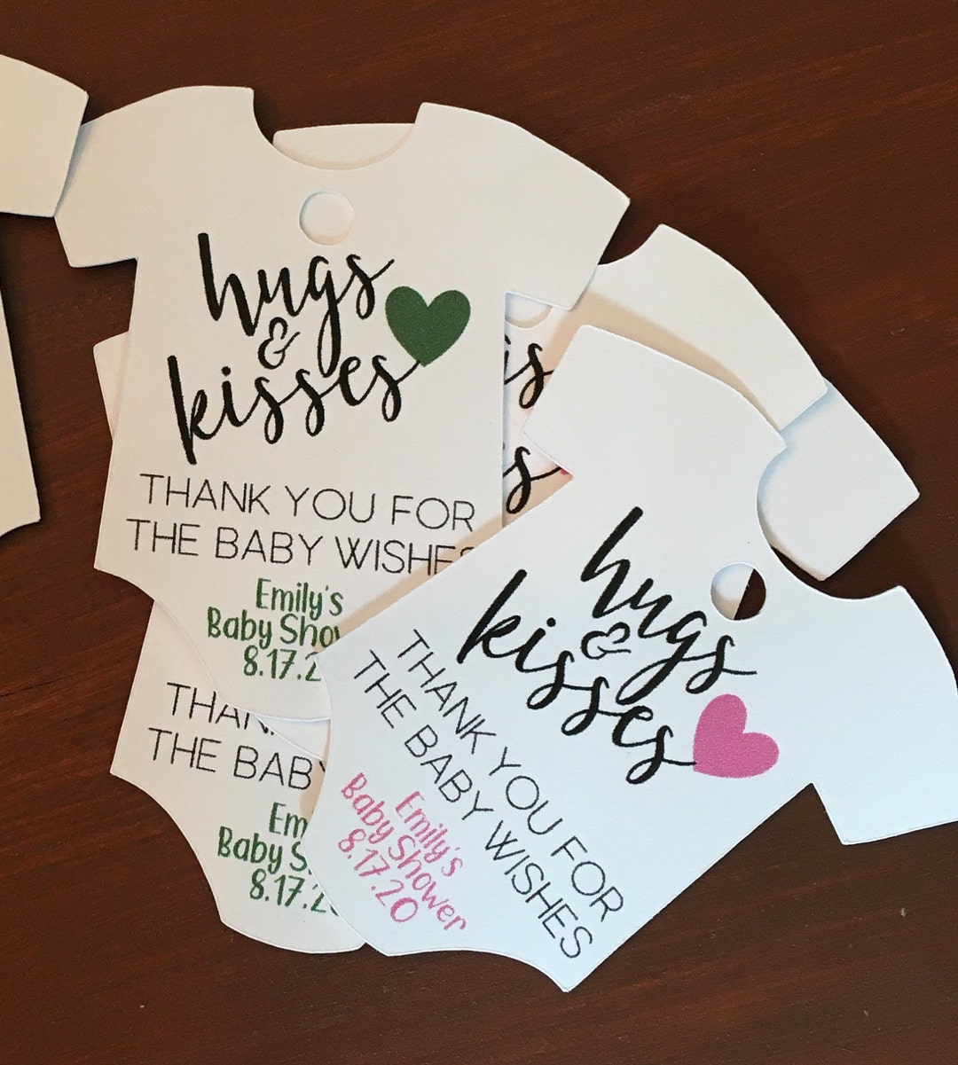 Baby Shower Onesie Tags - Hugs and Kisses - Thank You for the Baby ...