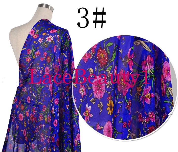 Colorful Silk Chiffon With Printing Flowers Soft Silk Chiffon Venice ...