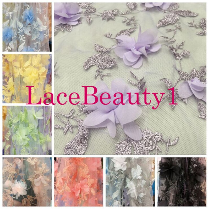 Embroidery Mesh With 3D Chiffon Flowerssoft Laceeyelet - Etsy