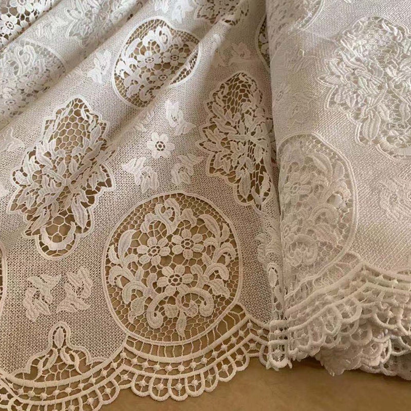 Encaje de bordado blanco encaje de flores blancas encaje de - Etsy España