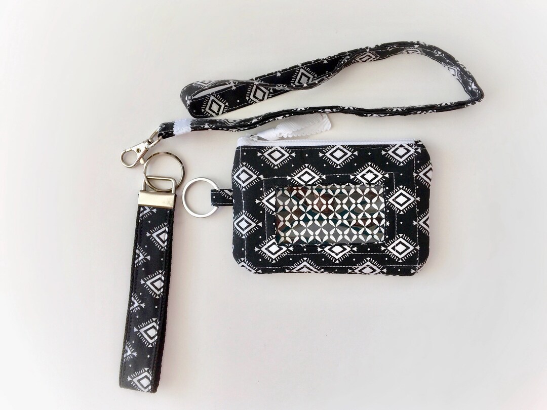 Floral Zip ID Case Set: Lanyard & Wristlet Key Fob - Etsy
