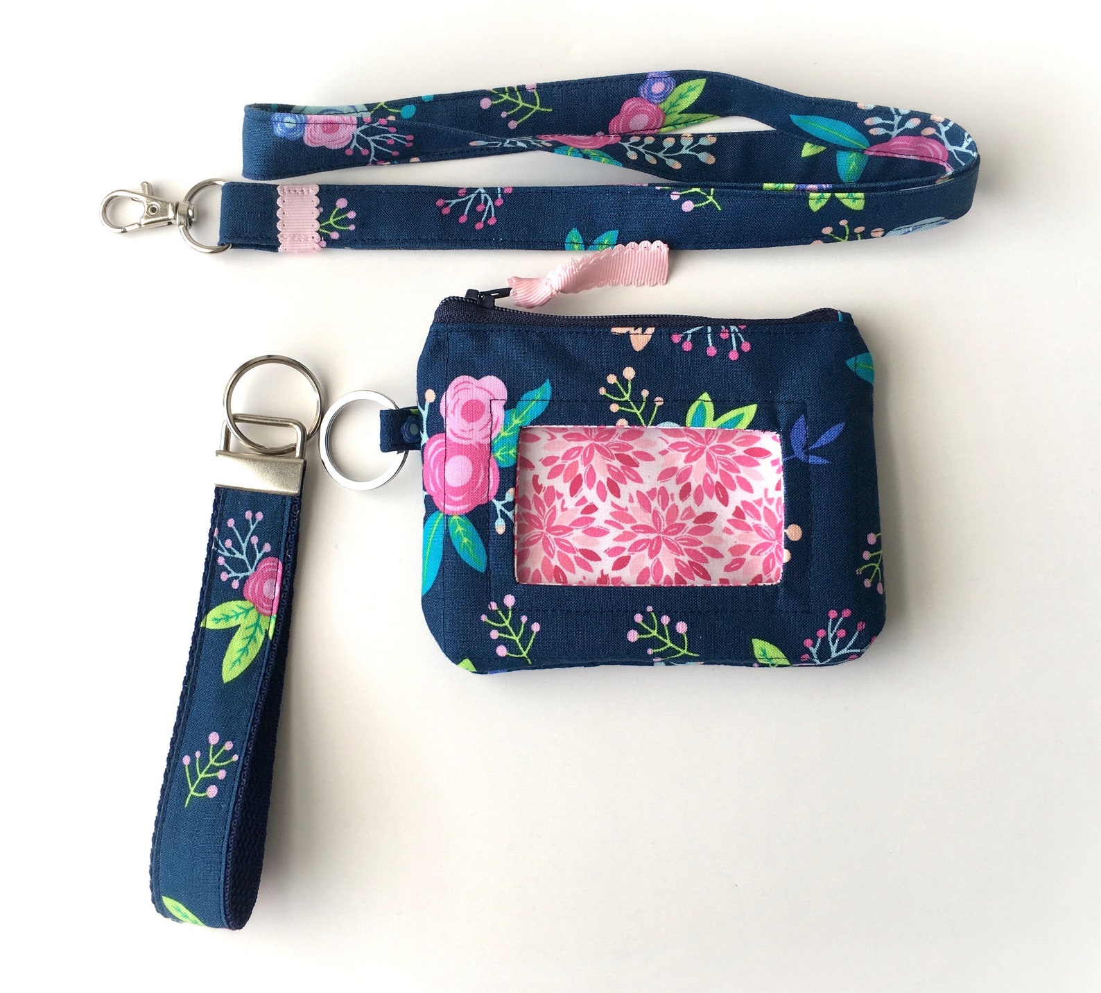 Zip ID Case Personalized Keychain Wristlet Key Fob Monogrammed Keychain ...