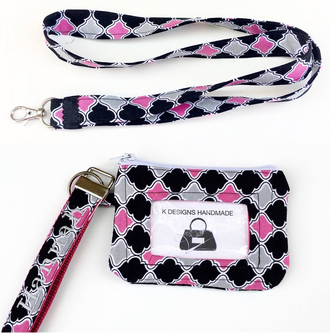 Zip ID Case Personalized Keychain Wristlet Key Fob Monogrammed Keychain ...