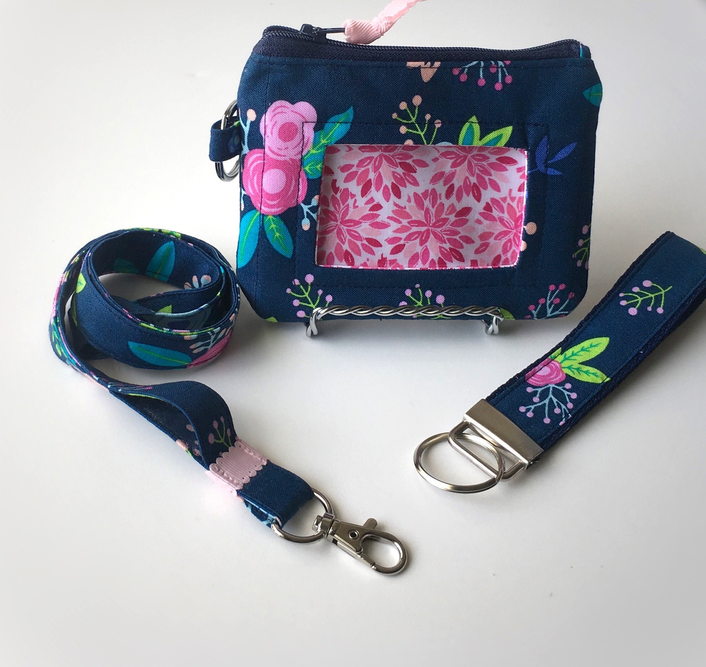 Zip ID Case Personalized Keychain Wristlet Key Fob Monogrammed Keychain ...