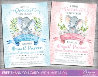 Elephant baby shower invitation | Etsy