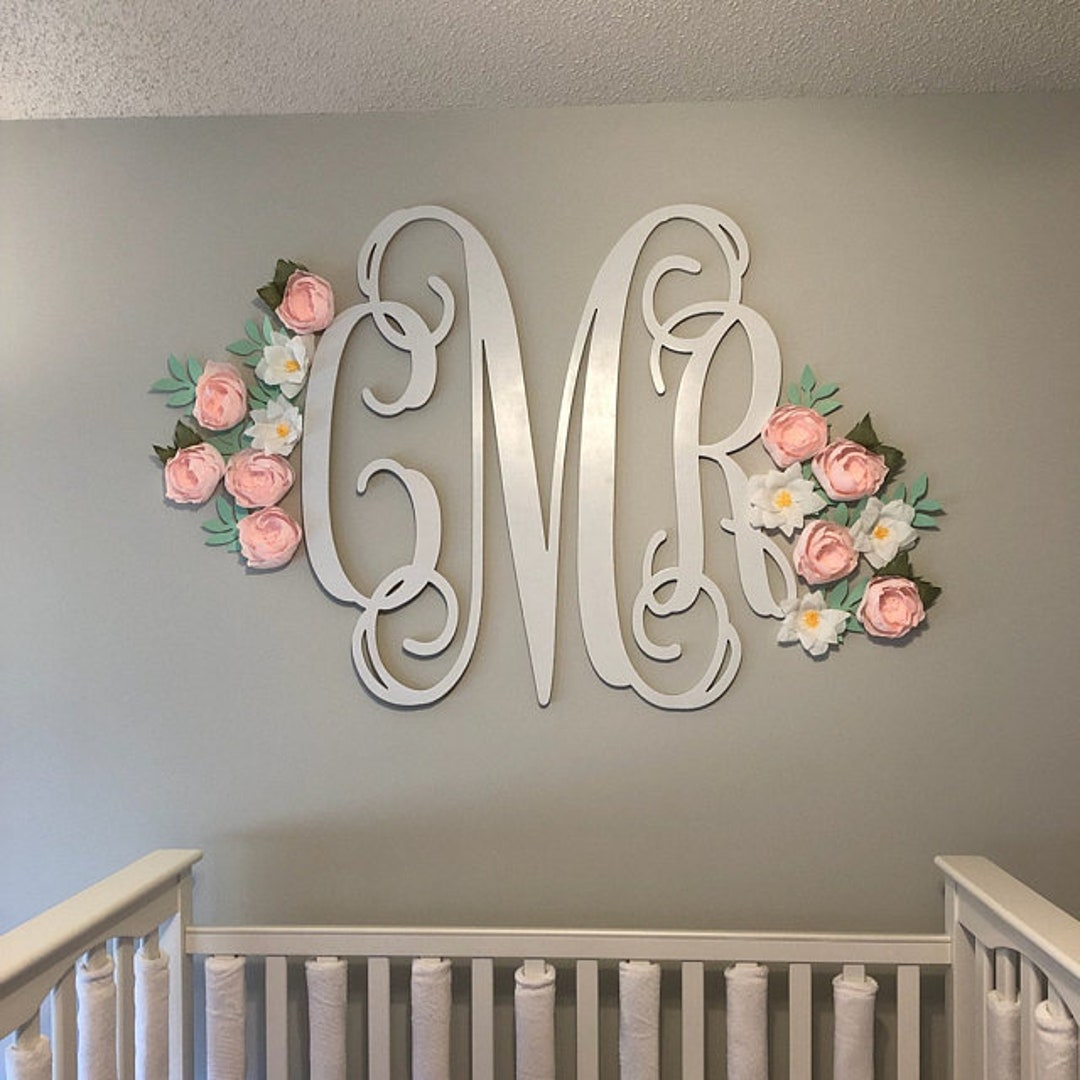 Custom Wooden Monogram - Unfinished Vine Script Monogram - Wood ...