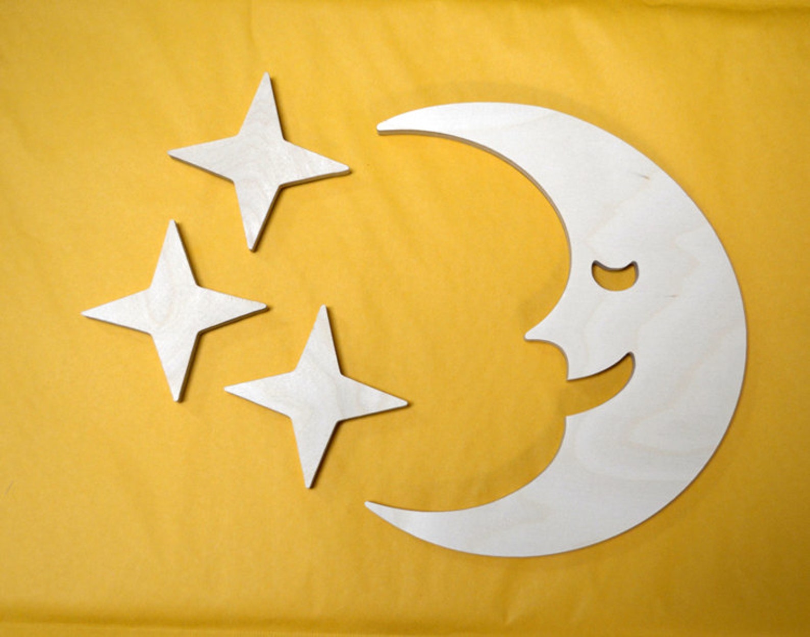 Moon and Stars Wood Cut Outs Shapes - Moon Wood Cut Out - Stars Wood ...
