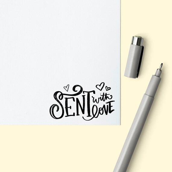 Sent with Love Rubber Envelope Stamp Happy Mail Rubber | Etsy