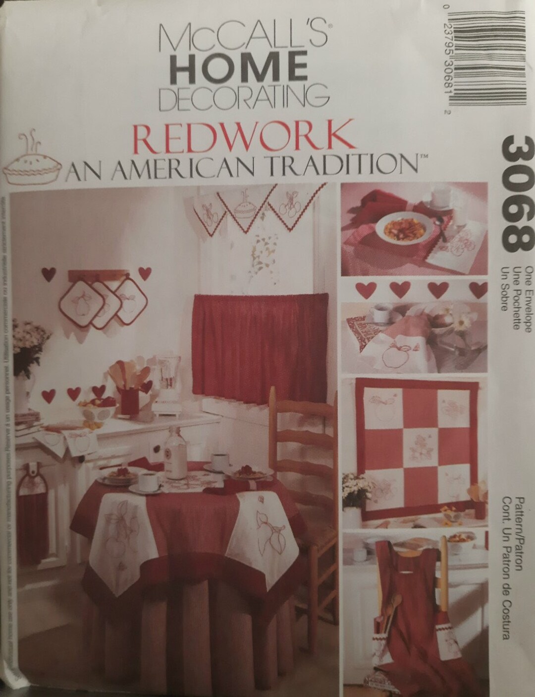 Pattern, Mccall's Home Decorating Redwork 3068, 2000, Complete, FABRIC ...