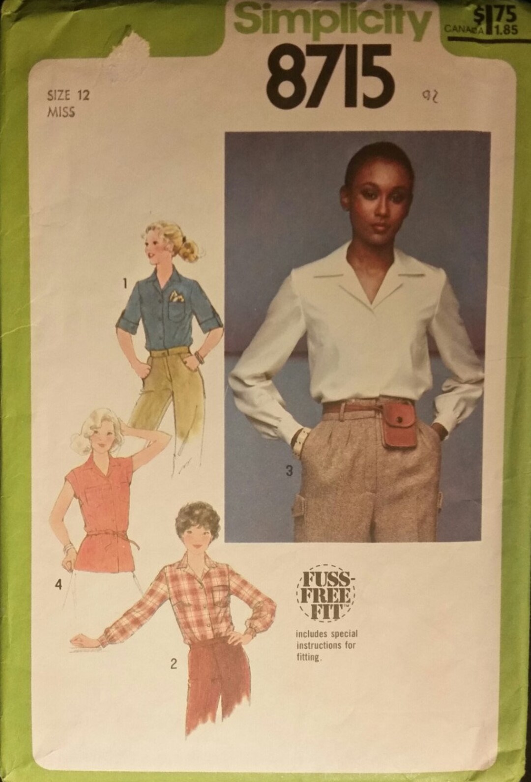 Pattern/pamphlet Simplicity #8715, Fuss-free Fit, Size 12, © 1970 ...