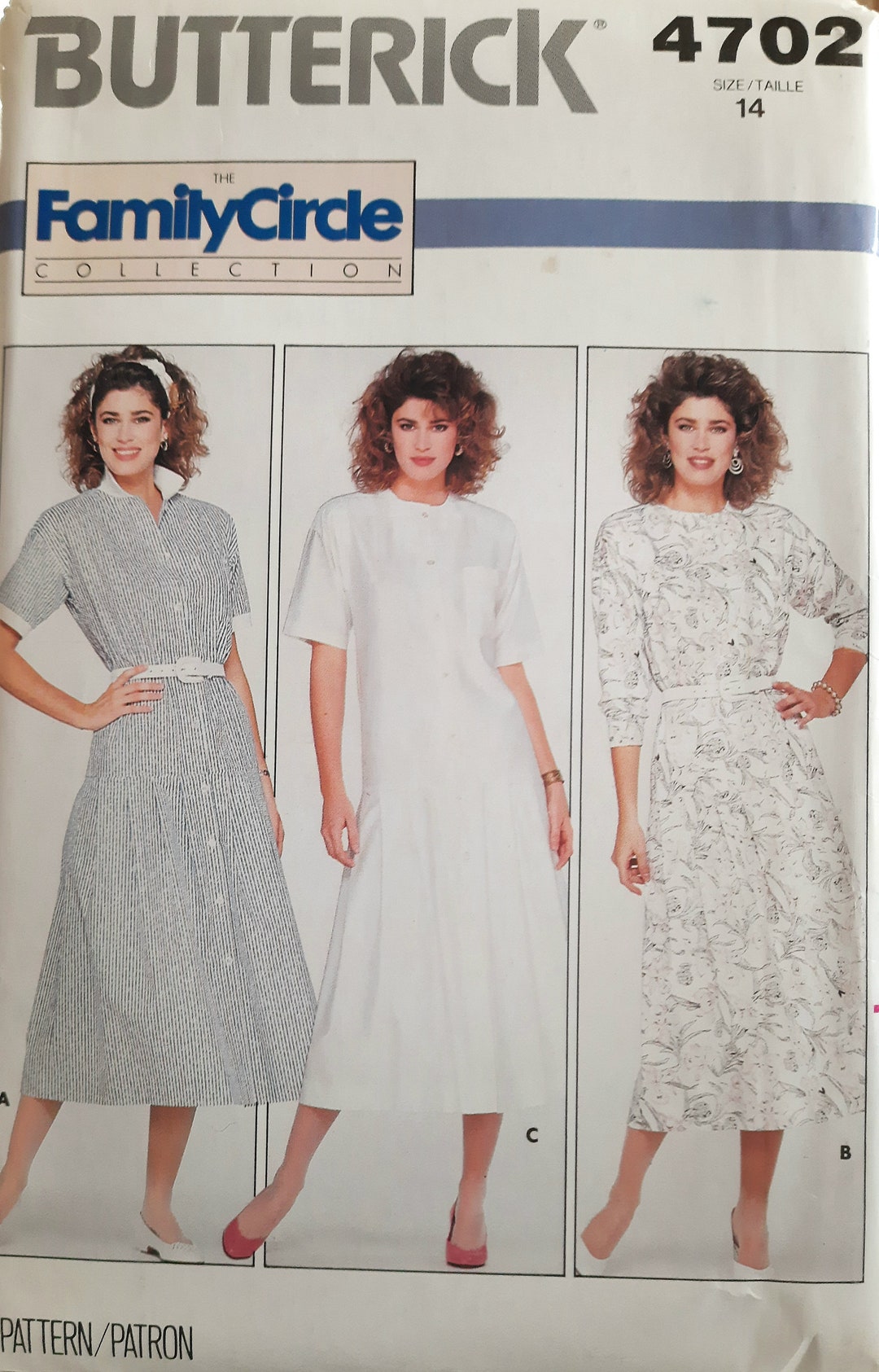 Pattern, Butterick, #4702, Misses'/misses Petite Dress, Size 14, 1987 ...