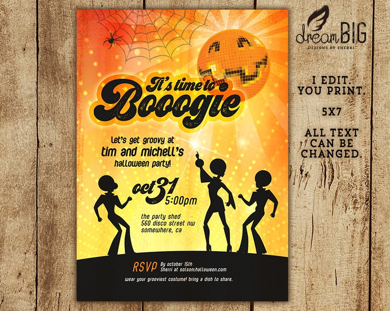 It's Time to Boogie Disco Halloween Party Invitation - Digital Print ...
