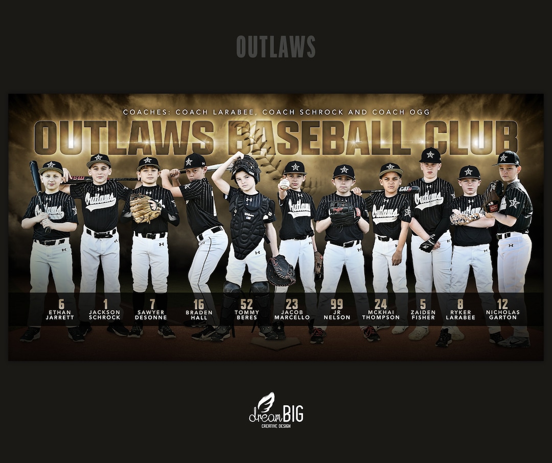 Outlaws Baseball Banner Photoshop Template - 8'x4' and 6'x4' PSD File ...