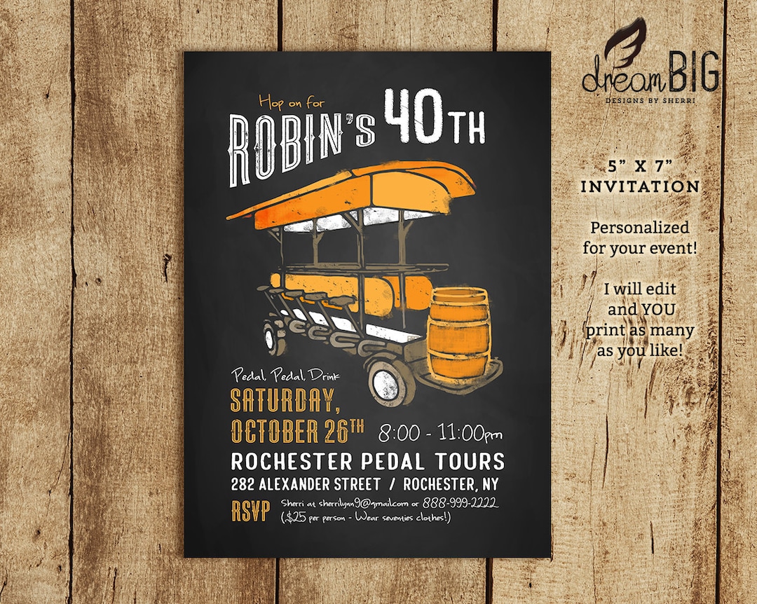 Pedal Pub Birthday Invitation: Bar Run Party, 21st/30th/40th/50th (digital or Printed) - Etsy