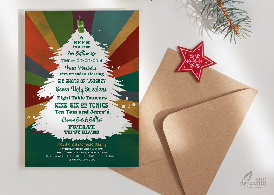 Funny 12 Days of Christmas Party Invitation Template, Instant Download ...
