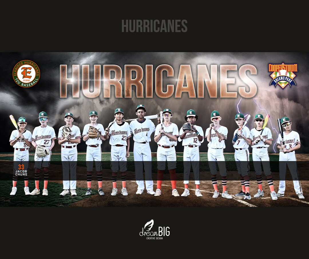 Hurricanes Tornadoes Baseball Banner Photoshop Template - 8'x4' Digital ...