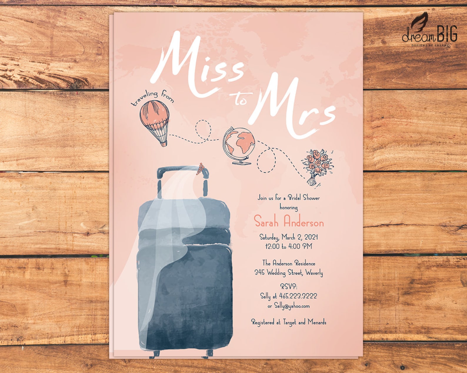 From Miss to Mrs Traveling Theme Bridal Shower Invitation - Etsy