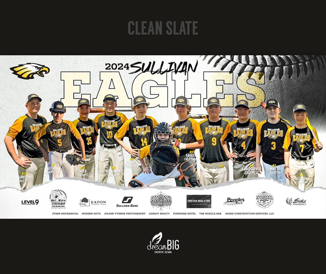 Rugged Baseball Banner Photoshop Template - Torn White Paper Background ...