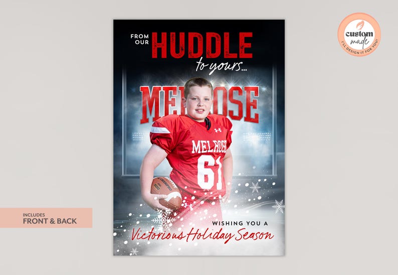 Sport-themed Christmas Photo Card • “from Our Huddle to Yours” • Custom ...