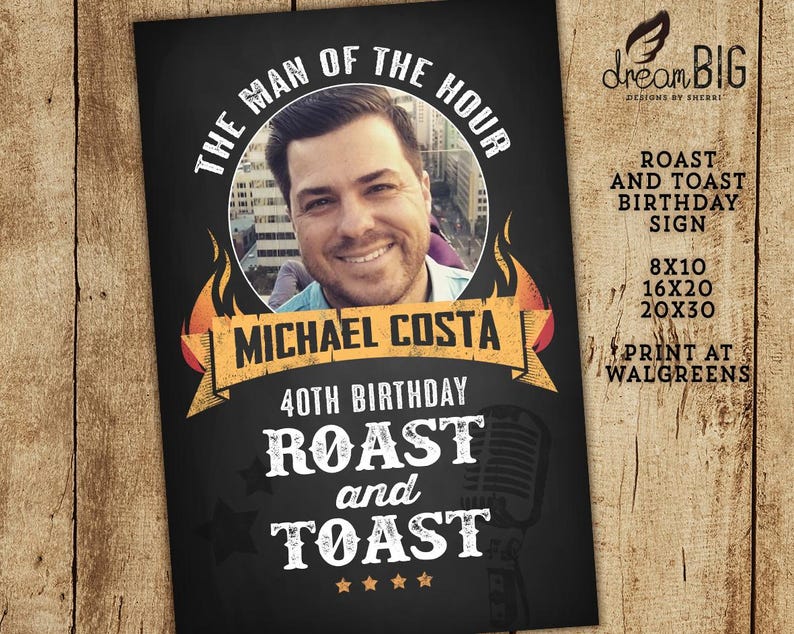 Roast and Toast Birthday Sign - Digital File - Personalized With Name ...