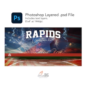 American Flag Baseball Banner Photoshop Template - Stars and Stripes 8 ...