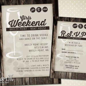 Girls Weekend Invite and RSVP - Printable - Custom - Ladies Night ...