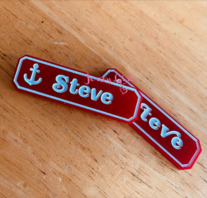 Personalized Name Badge Tag Acrylic Gift Anchor Scoops Ahoy Stranger ...