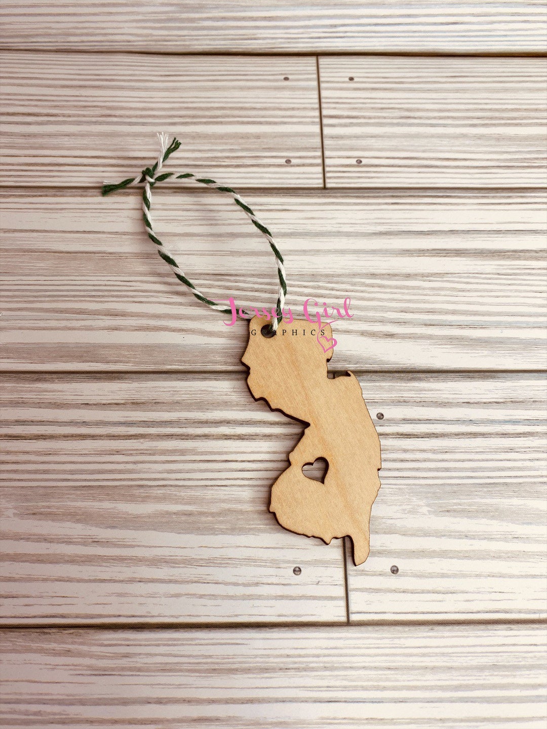 New Jersey Home State Pride Wooden Christmas Ornament Heart Love Gift ...