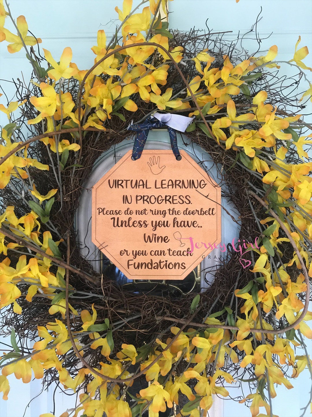 Custom Virtual Learning in Session Wooden Hanging Door Sign Funny Humor ...