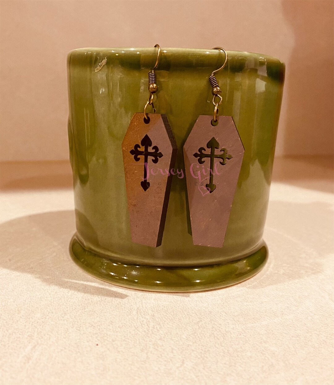 Wooden Dangle Coffin Earrings Cross Halloween Spooky Costume Gift ...