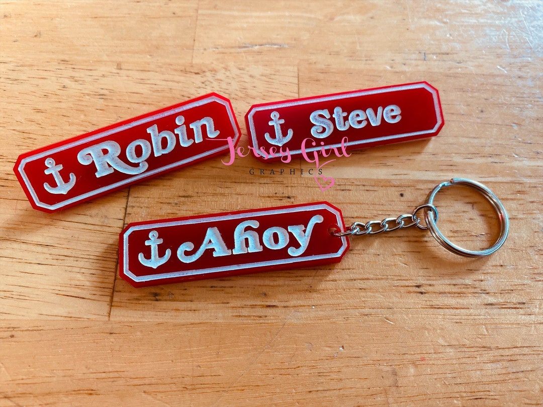 Personalized Name Badge Tag Acrylic Gift Anchor Scoops Ahoy Stranger ...