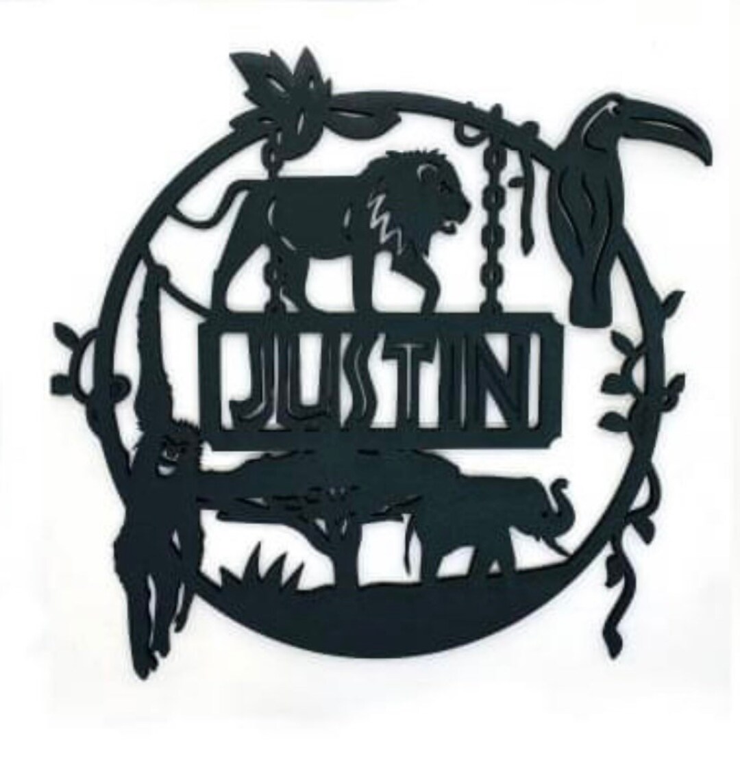 Personalized Zoo Animal Wooden Name Sign Circle Kids Room Decor ...