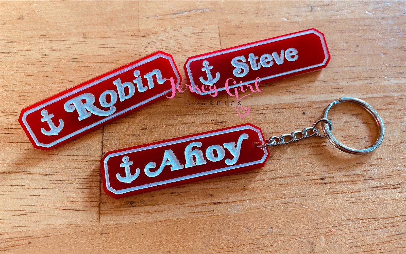 Personalized Name Badge Tag Acrylic Gift Anchor Scoops Ahoy Stranger ...