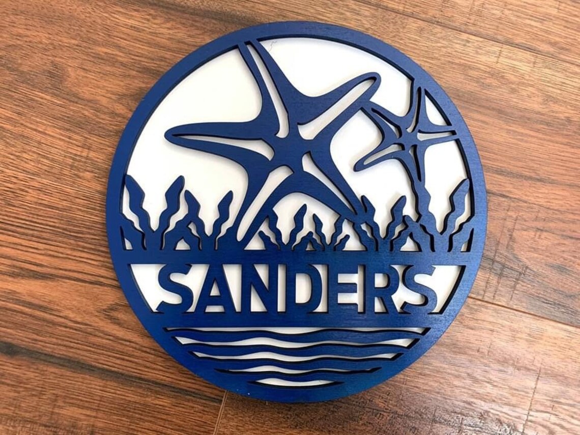 Nautical Beach Themed Personalized 11” Wooden Sign With Stand Ocean Sea ...