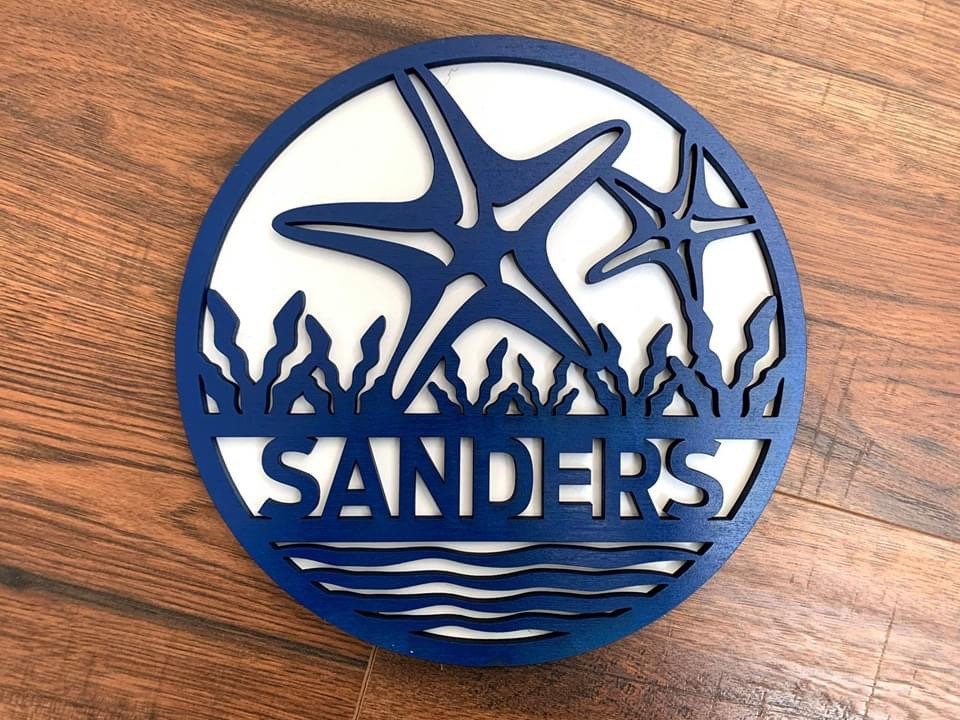 Nautical Beach Themed Personalized 11” Wooden Sign With Stand Ocean Sea ...