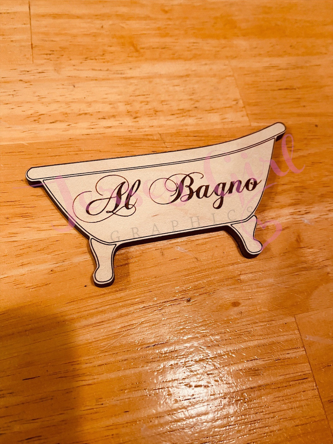 Al Bagno Italian Bathroom Wooden Decor Sign Bathtub Unique Custom Laser ...