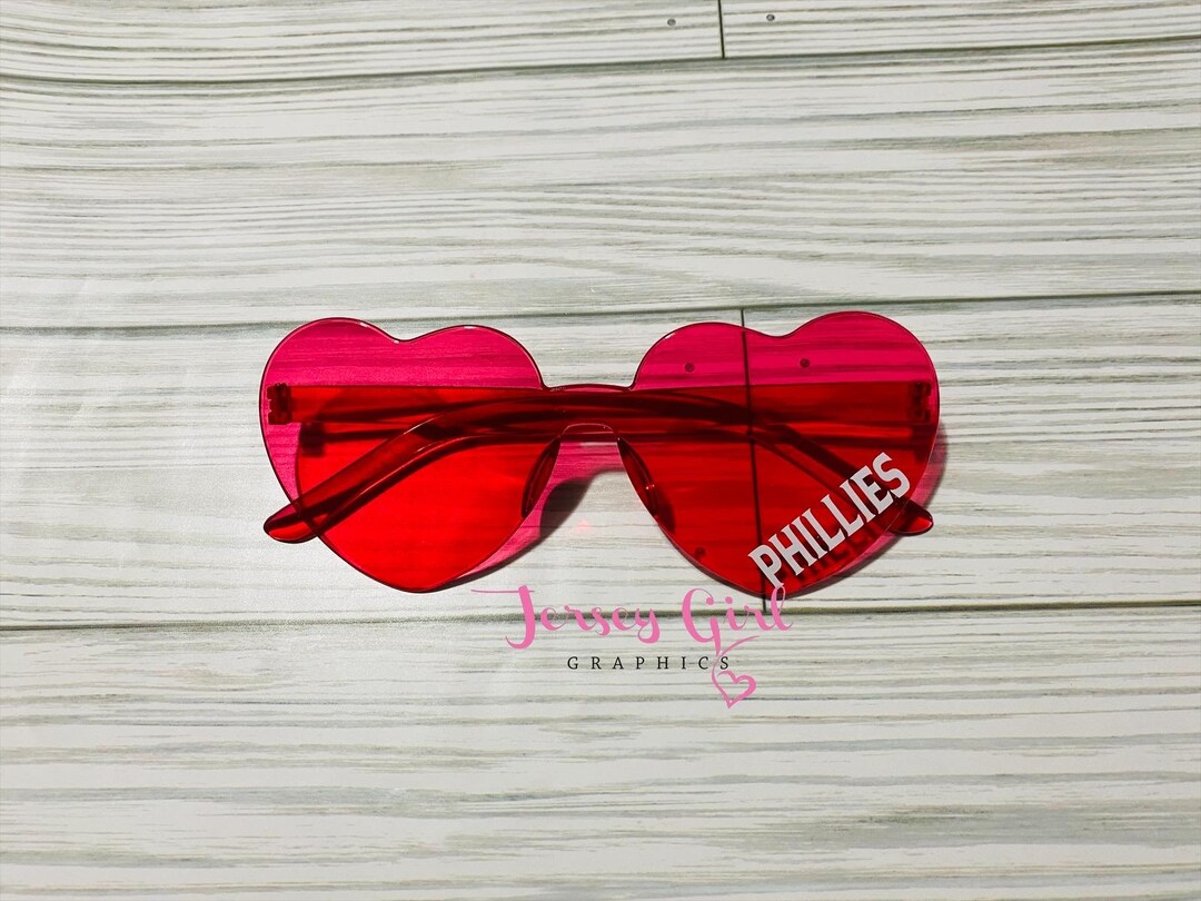 PHILLIES Heart Novelty Glasses Personalized Gift Go Phils Baseball Fan ...