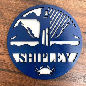 Nautical Beach Themed Personalized 11” Wooden Sign With Stand Ocean Sea ...