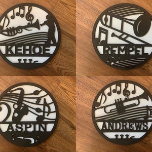 Music Themed Personalized 11” Wooden Sign With Stand Gift Marching Band ...