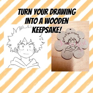 Child Drawing Engraved Keepsake Wooden Christmas Tree Ornament Sign Kid ...