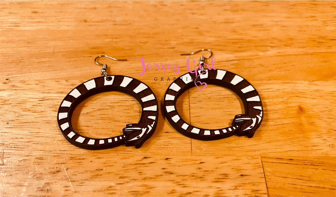 Ouroboros Sand Worm Wooden Dangle Hoop Earrings Theme Halloween Gift ...