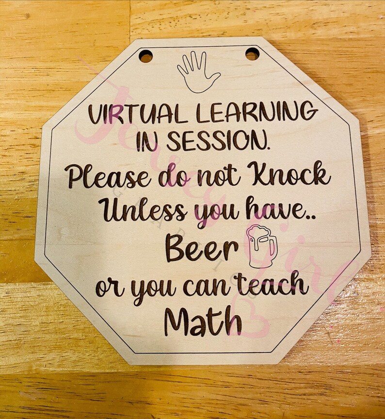 Custom Virtual Learning in Session Wooden Hanging Door Sign - Etsy