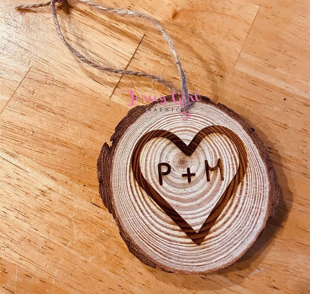 Rustic Couple Tree Carving Style Natural Bark Wooden Ornament Gift ...