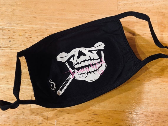 Cigar smoking skull jaw cotton face mask gift fall October | Etsy
